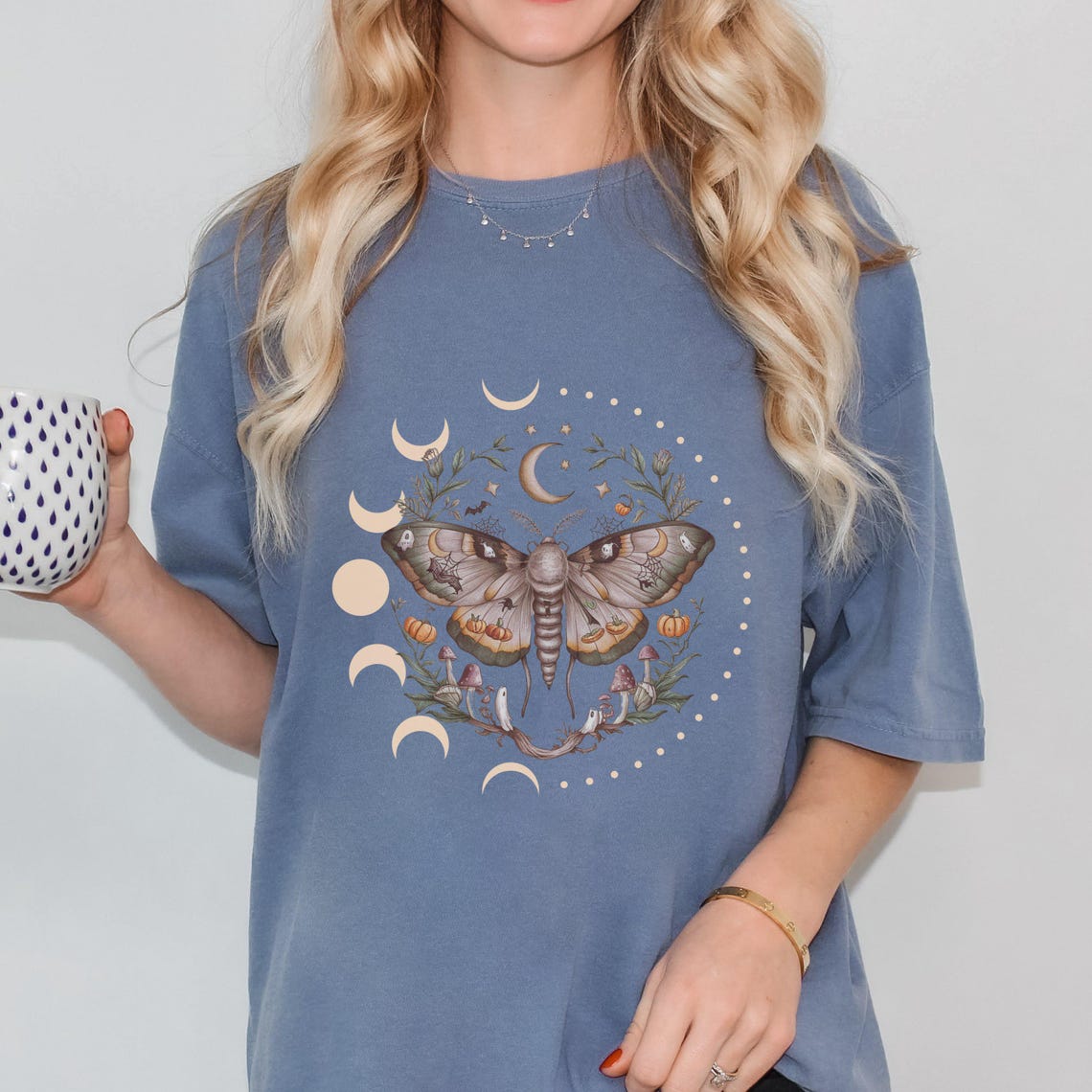 Celestial Moth Comfort Colours, Moon Phase Celestial Moon Floral Witchy ...
