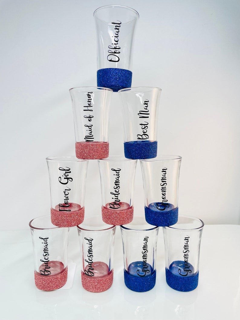 Personalized Glitter Shot Glass: Bridal Party Favors - Etsy