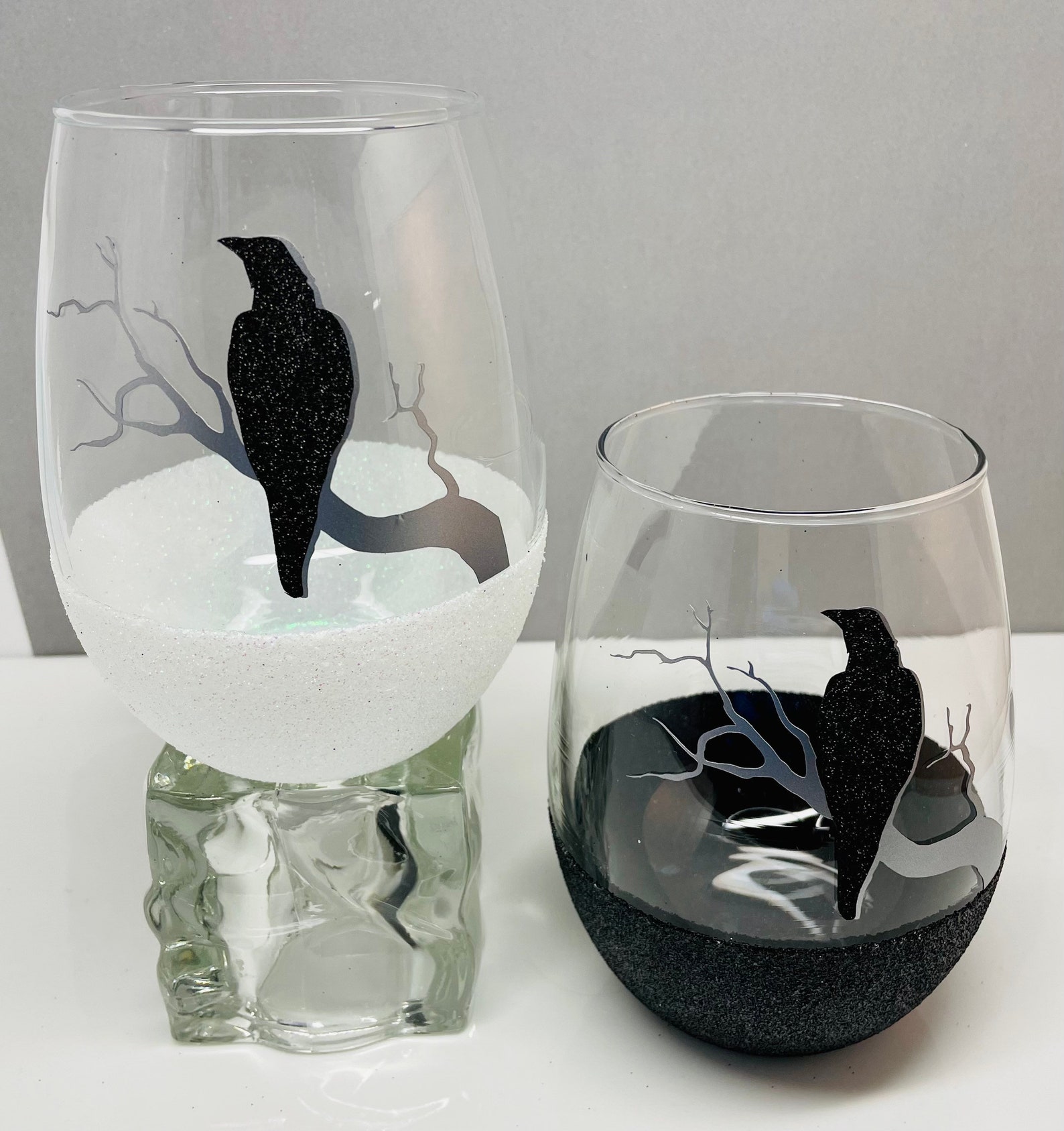 Crow Wine Glass, Moira Rose Inspired Wine Glass, Glitter Wine Glass ...
