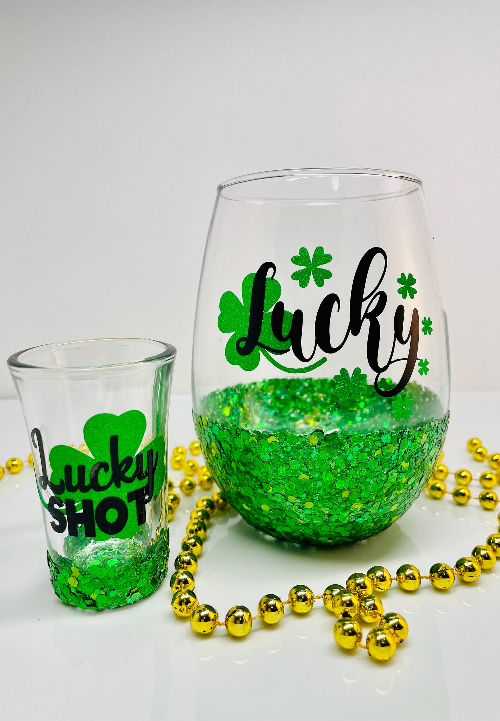 Lucky Wine Glass, St Patrick's Wine Glass, Shamrock Wine Glass, St ...