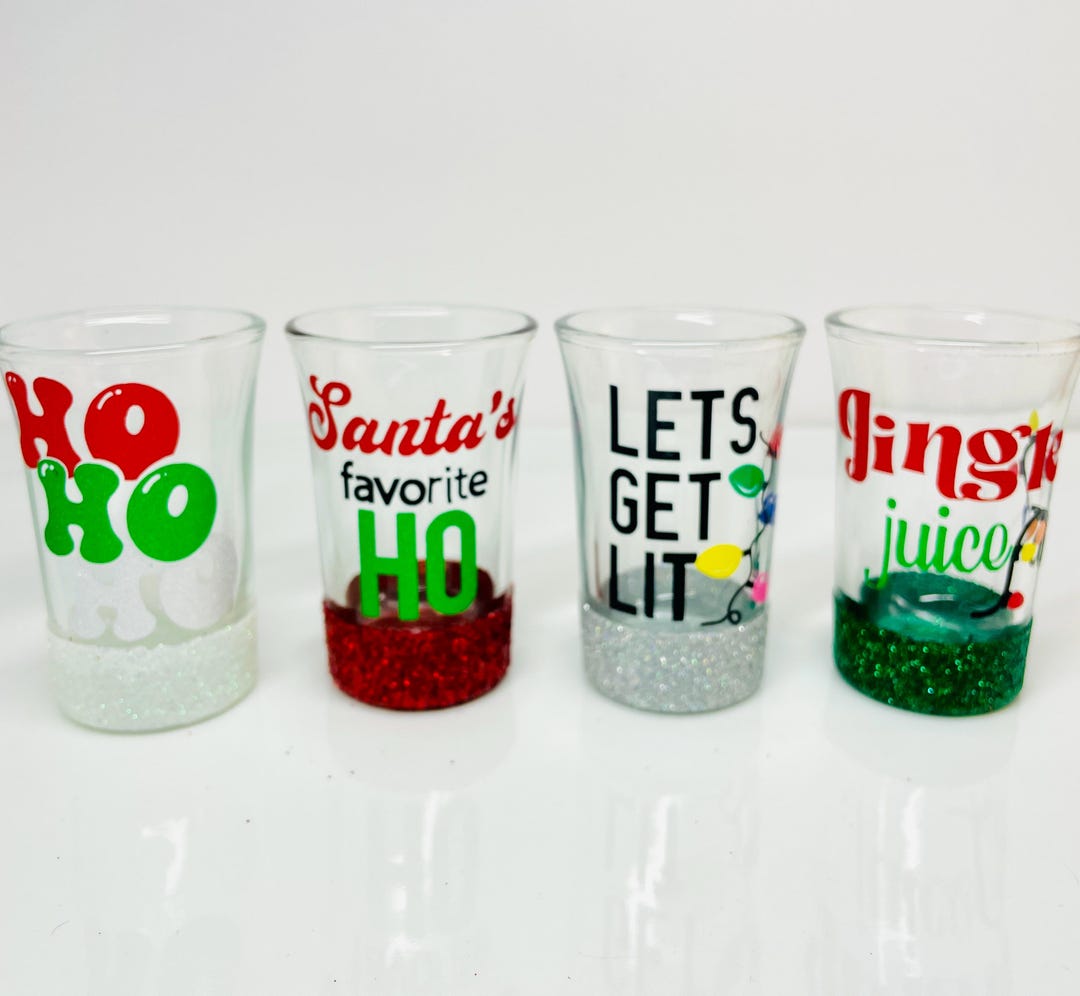 Glitter Christmas Shot Glass Set: Holiday Cheer, Custom Colors - Etsy
