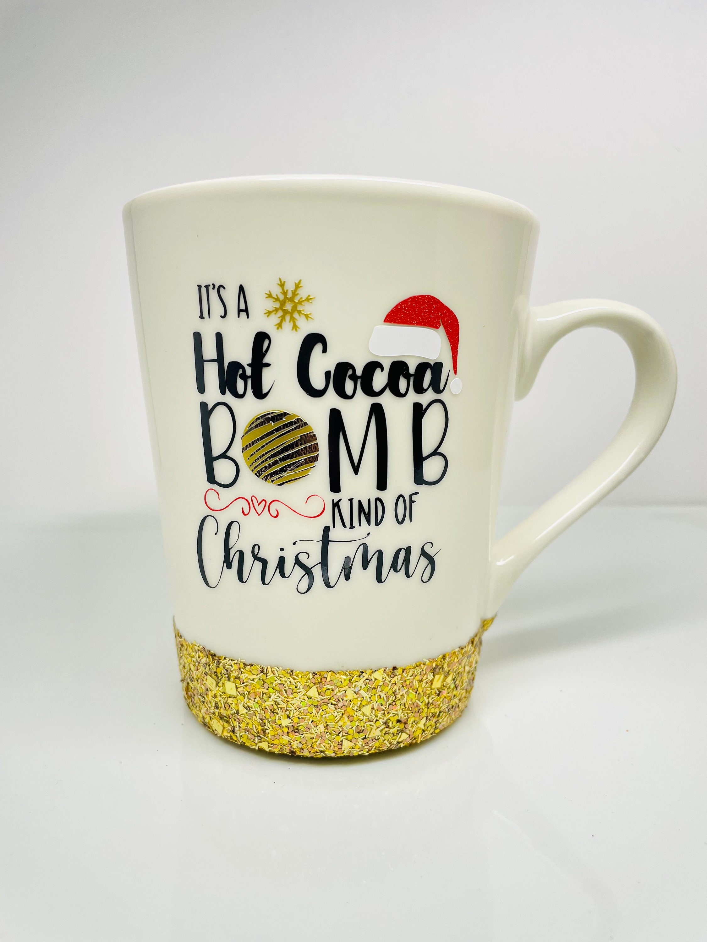 Glitter Christmas Mug, Hot Cocoa Bomb, Holiday Coffee Mug - Etsy