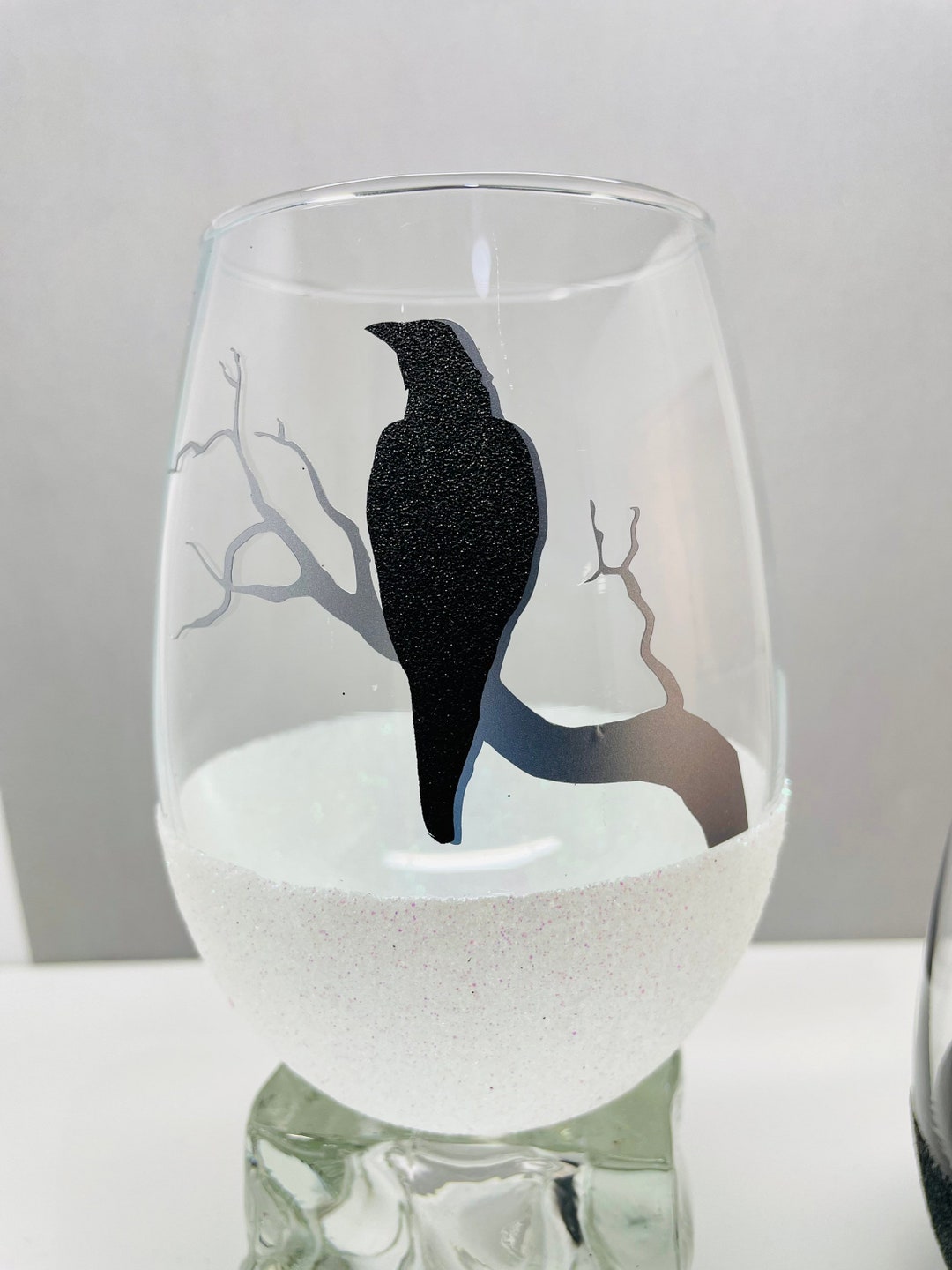Crow Wine Glass, Moira Rose Inspired Wine Glass, Glitter Wine Glass ...