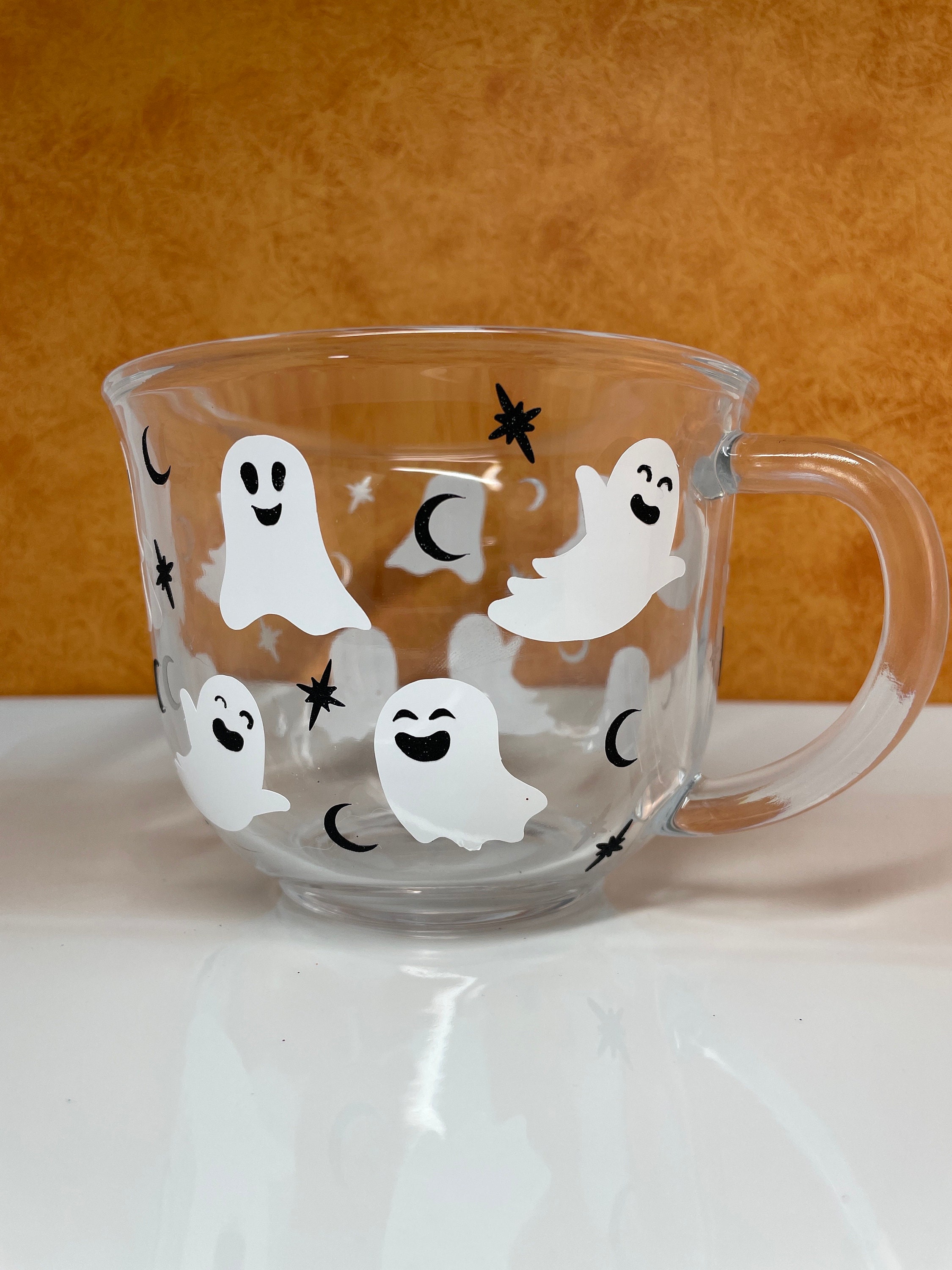 Ghost Coffee Mug: Halloween Glass Cup, Spooky Fall Gift - Etsy