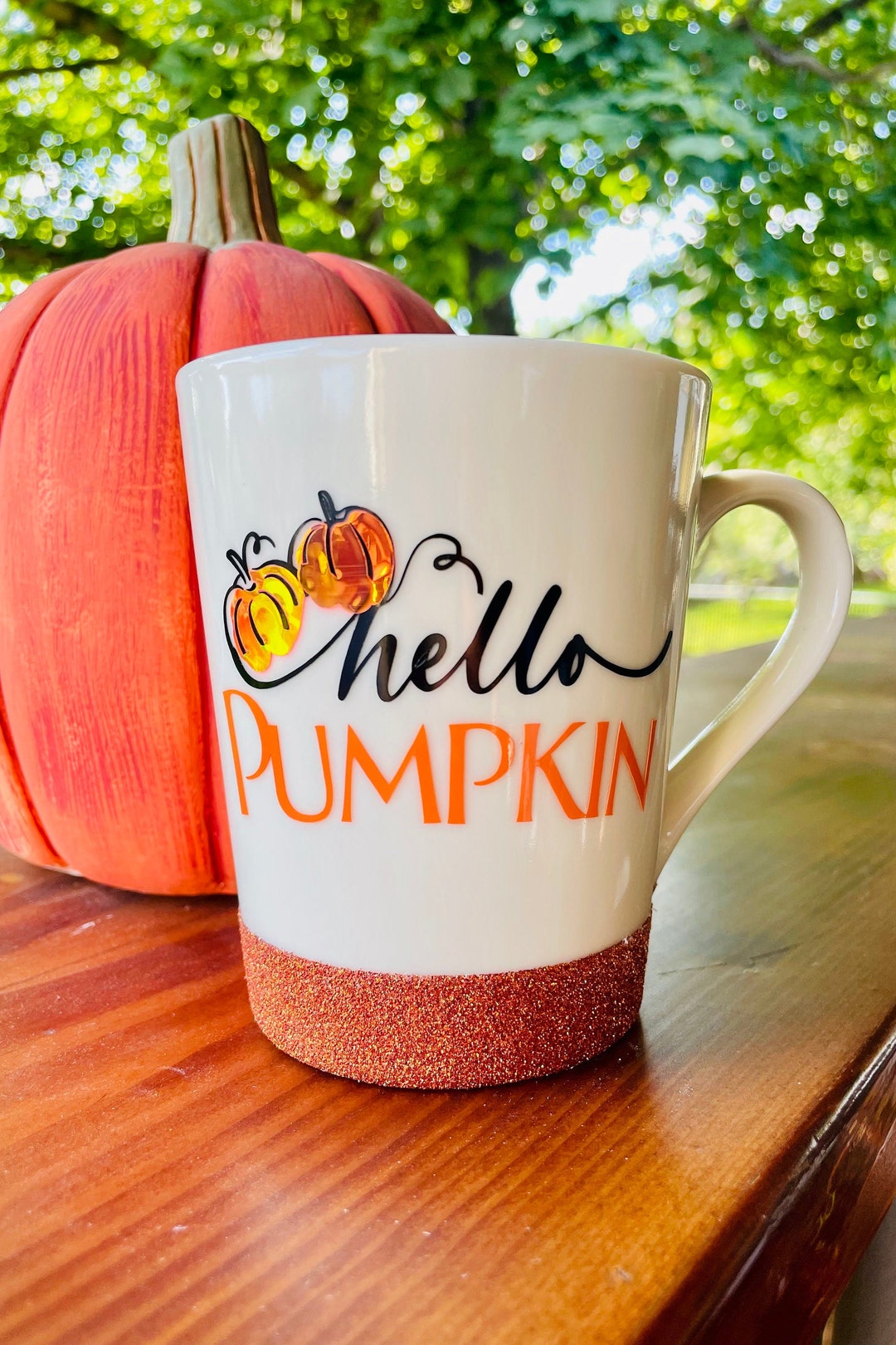 Hello Pumpkin Mug, Glitter Mug, Fall Mug, Pumpkin Spice Mug ...