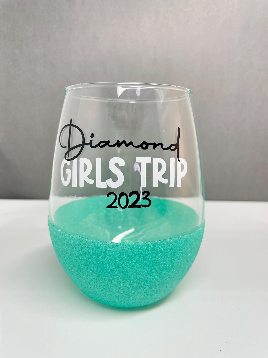 Personalized Glittered Wine Glass: Girls Trip Memento, Ladies Night ...