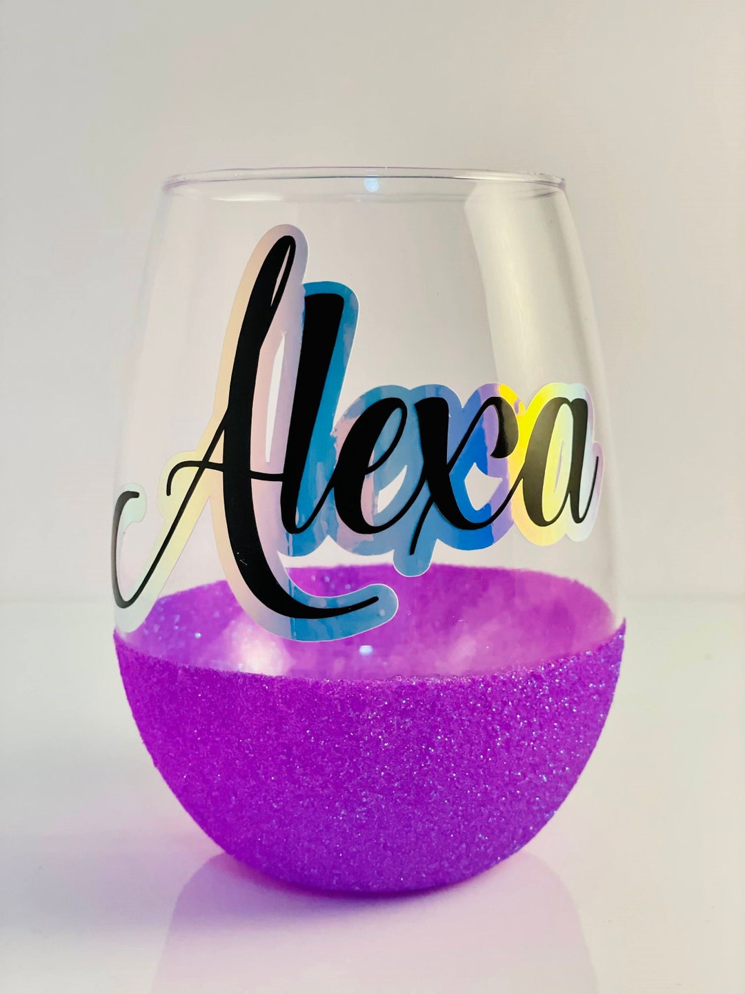 Personalized Wine Glass Custom Wine Glass Glitter Wine Glass Birthday T T For Her