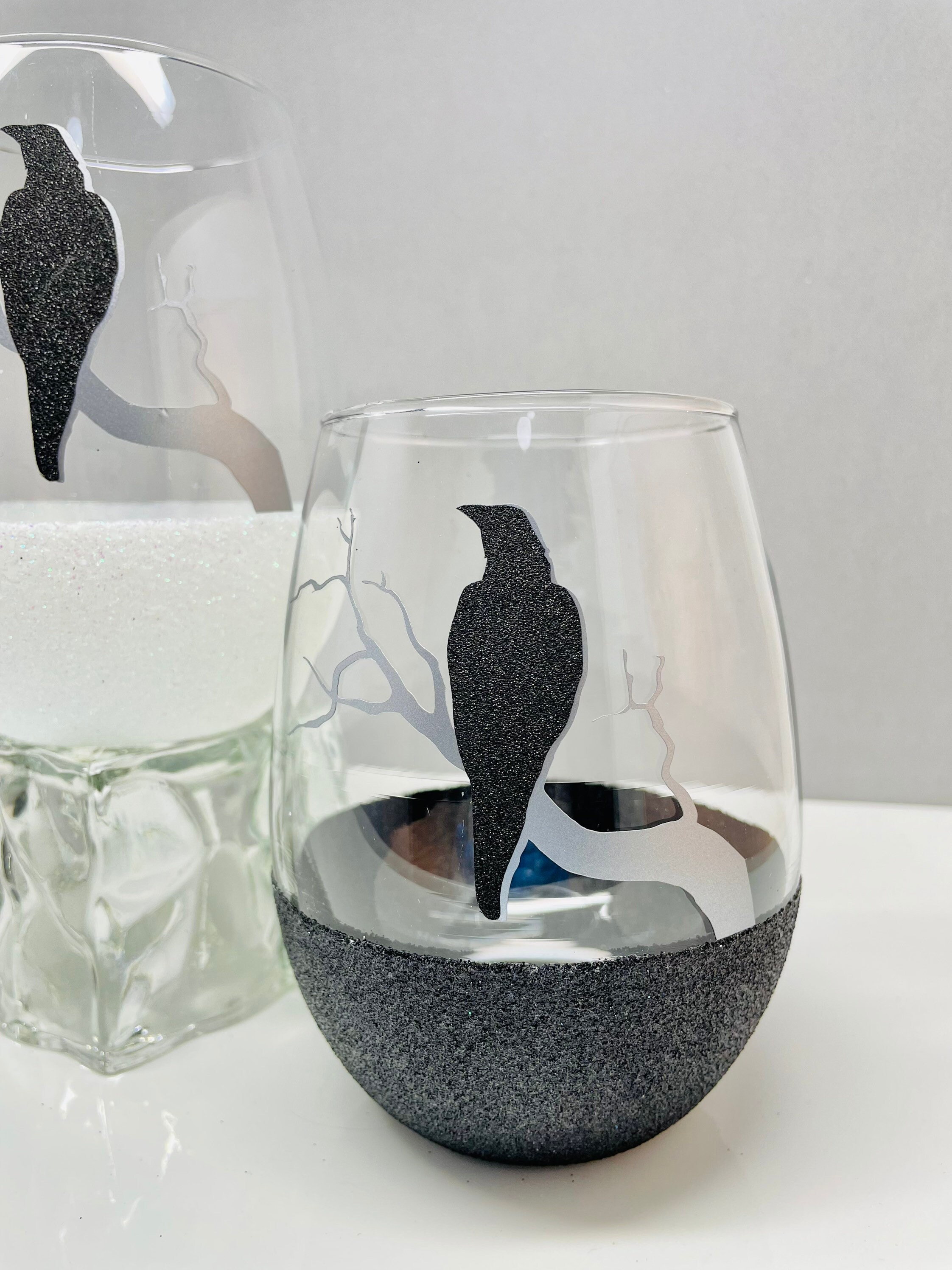 Crow Wine Glass, Moira Rose Inspired Wine Glass, Glitter Wine Glass ...