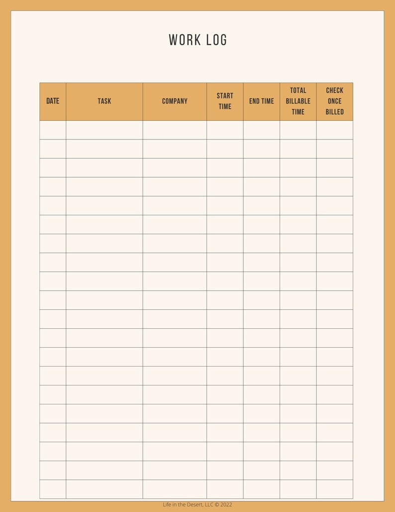 Work Log for Small Businesses - Billing - Time - Small Business ...