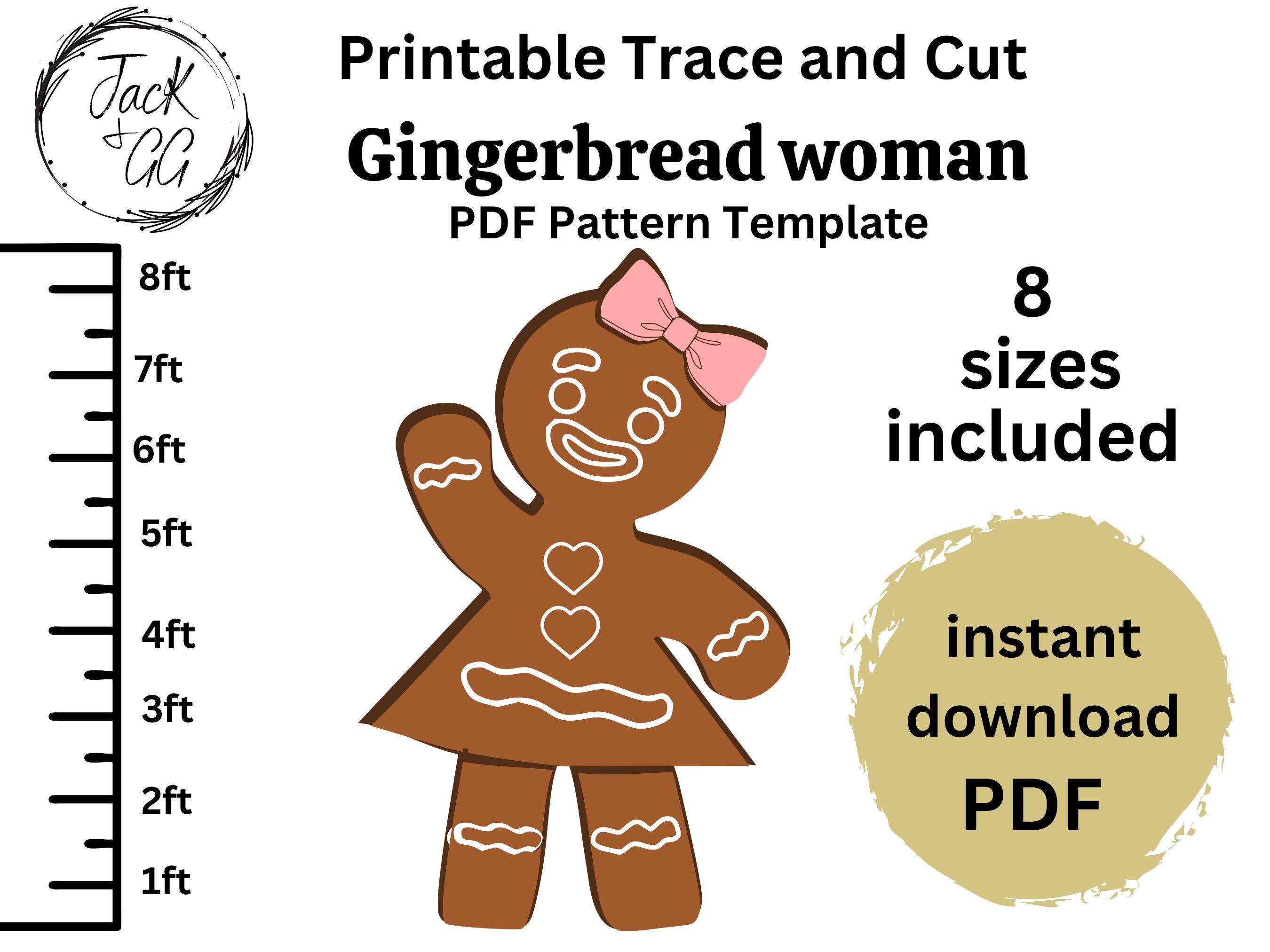 1ft 8ft Gingerbread Woman PDF Template printable Trace and - Etsy