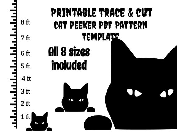 Halloween Cat Fence Peeker Digital Pdf Template Stencil 5ft - Etsy