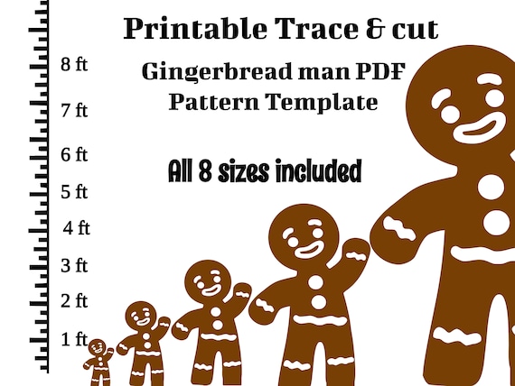 1ft 8ft Gingerbread Man PDF Template printable Trace and - Etsy Australia