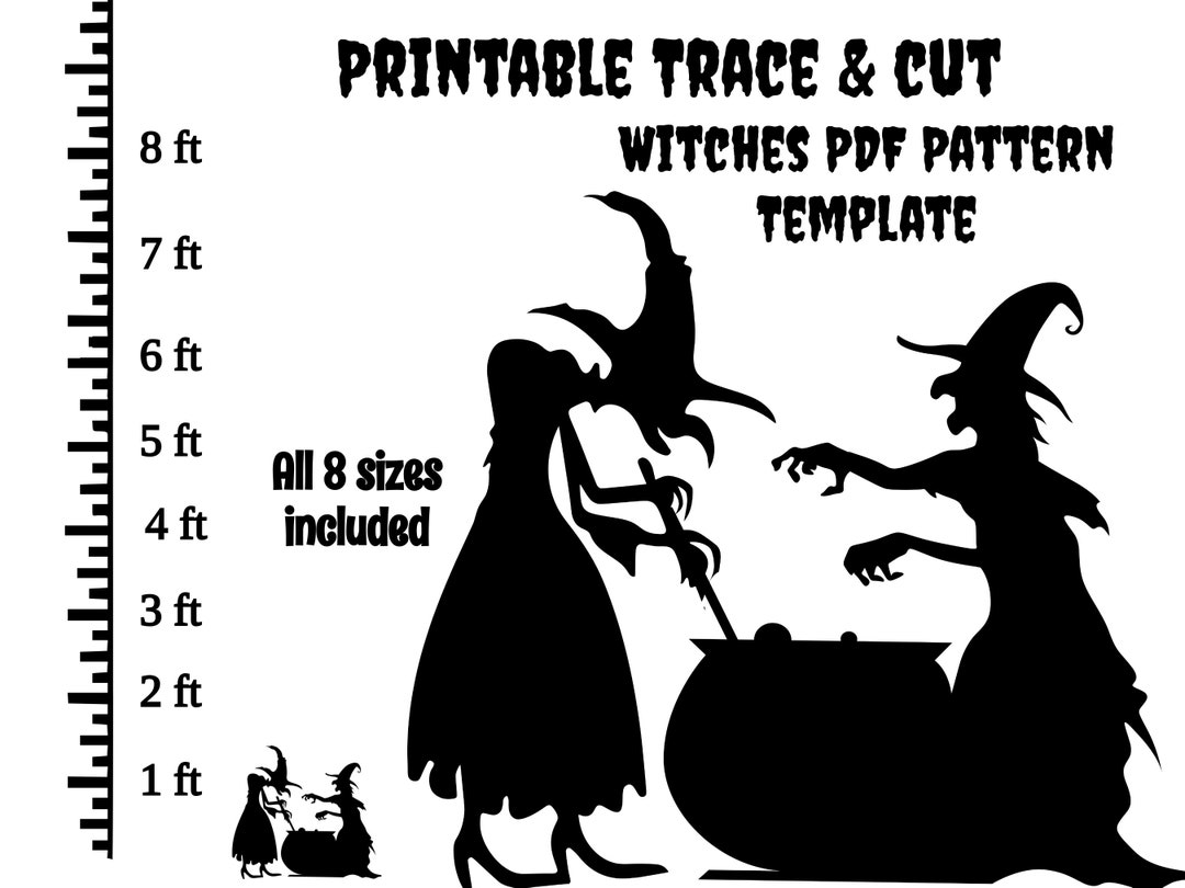 8ft Witches and Cauldron Digital Pdf Template , 8 Sizes , Halloween ...