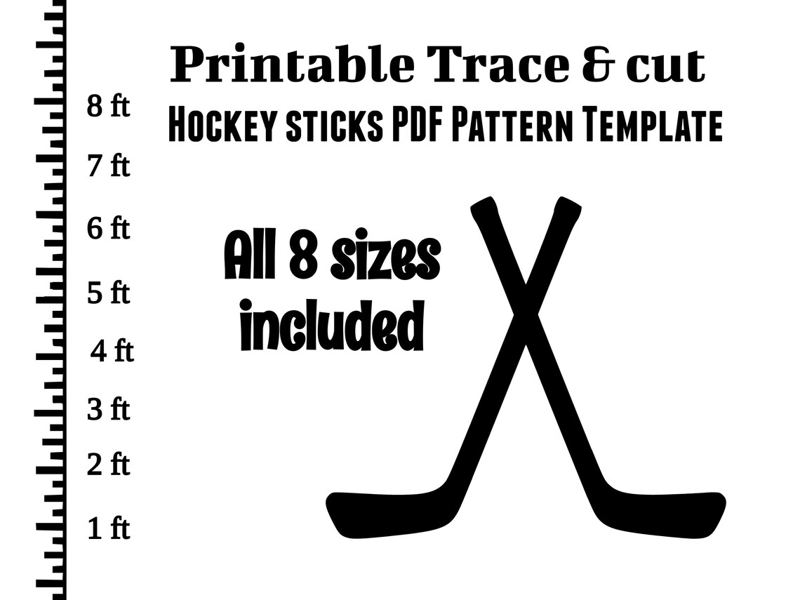 1ft - 8ft Hockey Sticks PDF Template , Digital Pattern Silhouette ...
