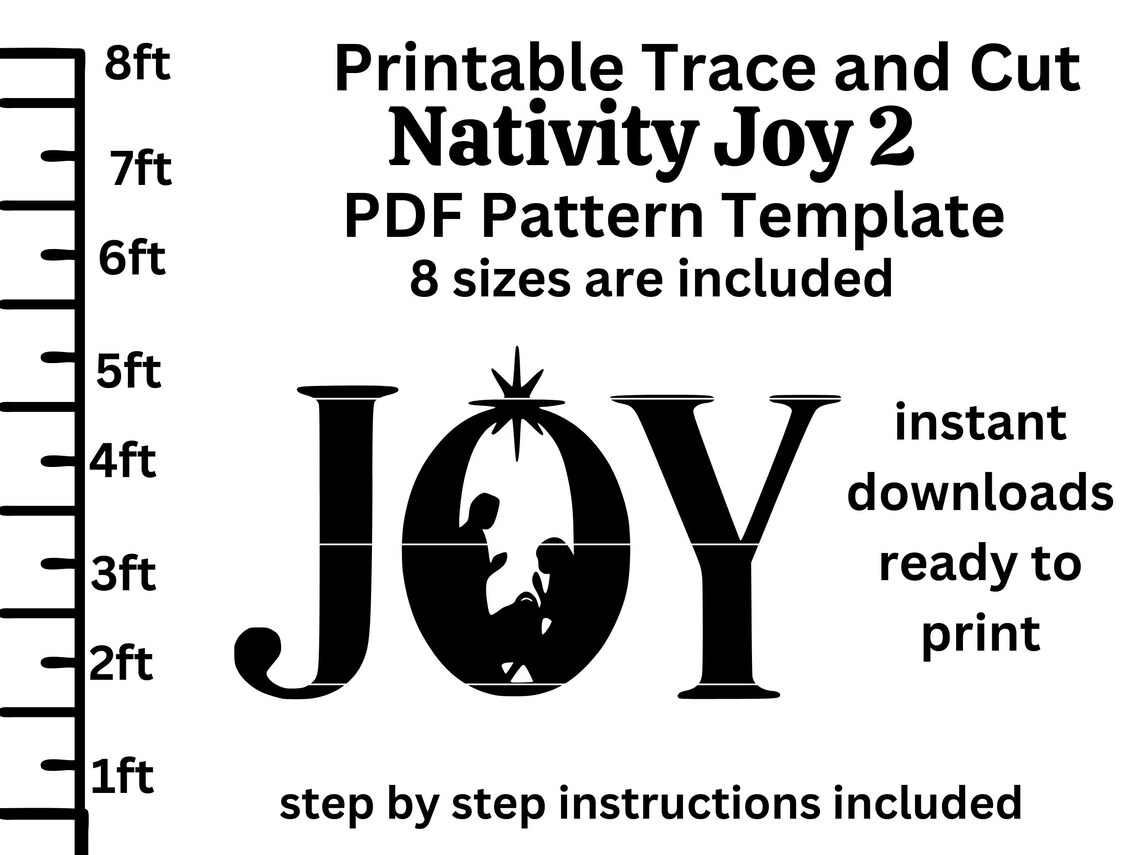 1ft 8ft Nativity Scene JOY Bundle PDF Template printable - Etsy