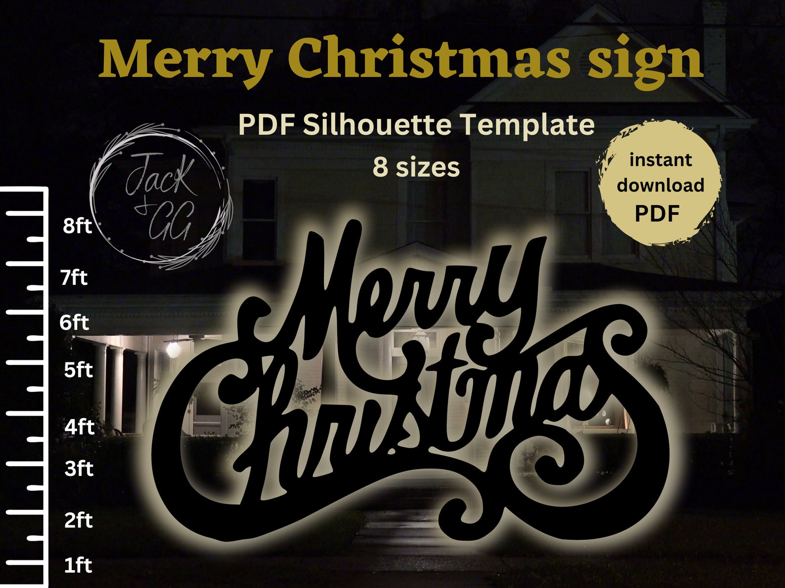 1ft- 8ft Merry Christmas Sign PDF Template , Large Printable Trace and ...