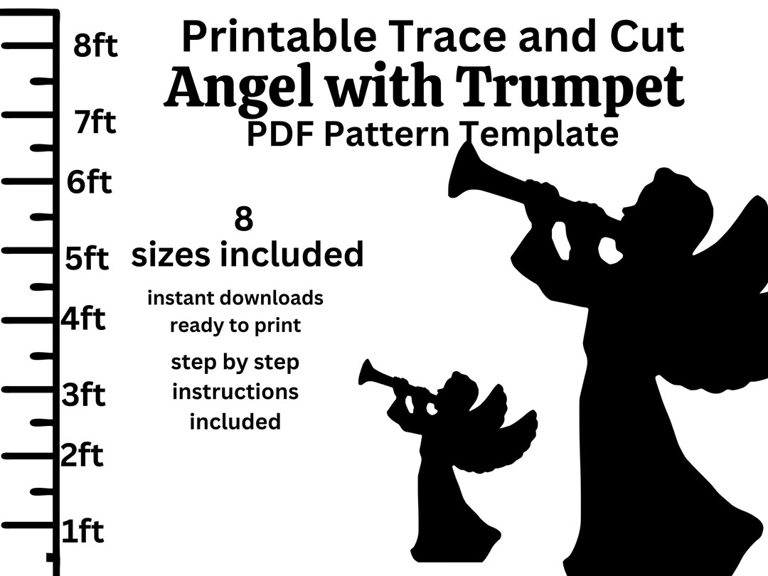 1ft- 8ft Angel Blowing Trumpet PDF Template ,printable Trace and Cut ...