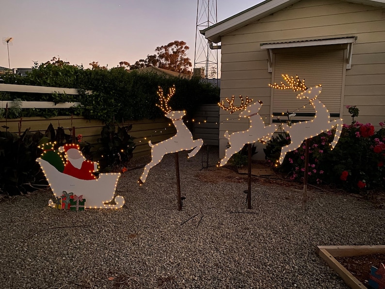 Custom 8ft Wide Santa Sleigh and Reindeer Template Christmas Silhouette ...