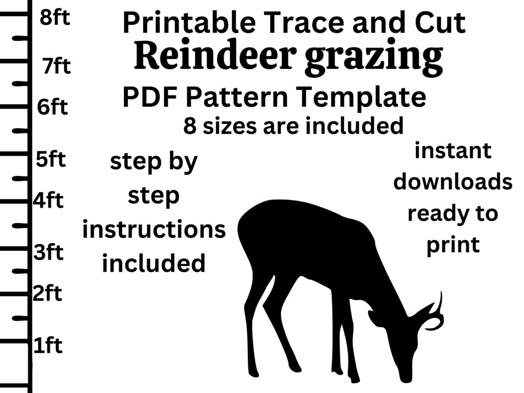 Life Size Deer Grazing Template , Yard Art Size 1ft - 8ft Reindeer Doe ...
