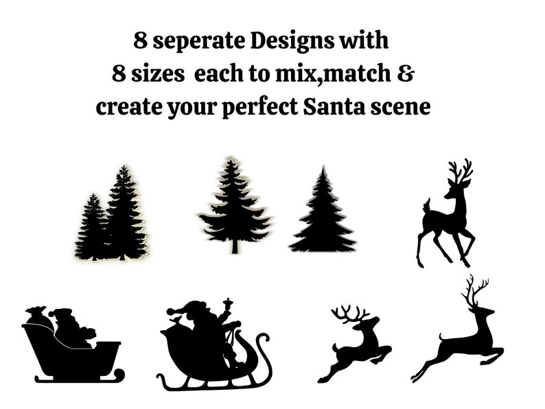Life Size Santa Sleigh Reindeer Trees Silhouette Stencil - Etsy
