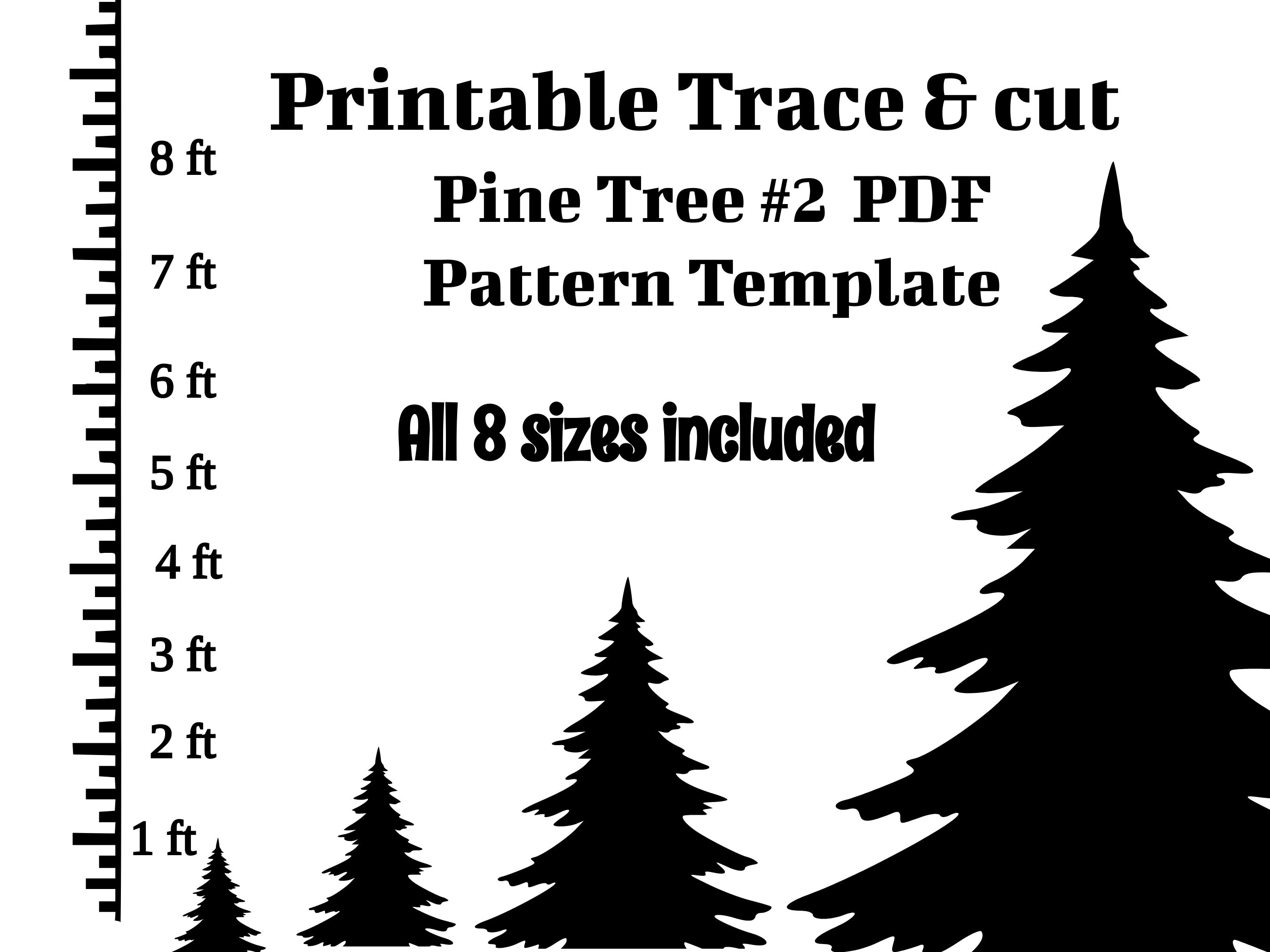5ft 6ft 7ft 8ft Christmas Tree PDF Template printable Trace - Etsy