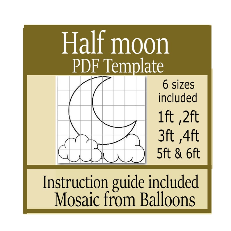 Half Moon on Clouds Mosaic From Balloons Template Size 2 Feet , 3 Feet ...