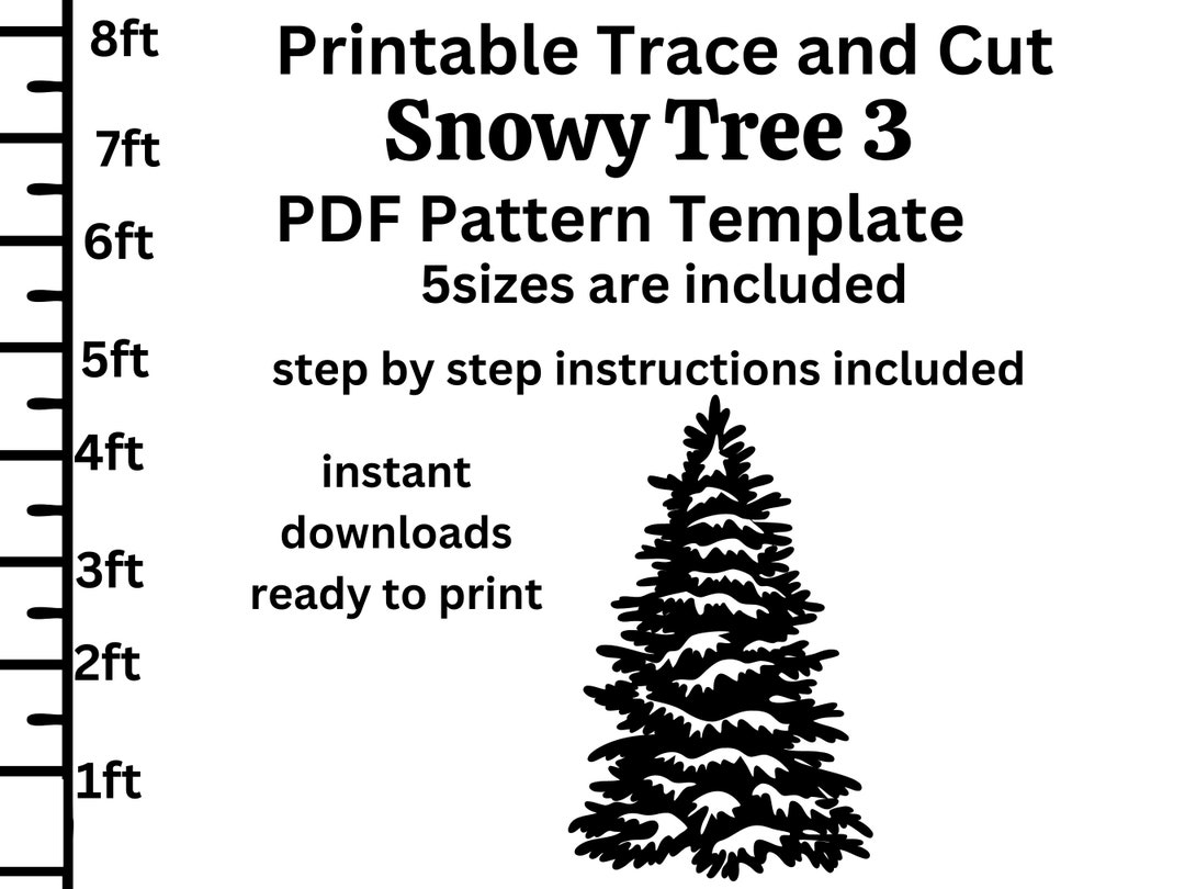 1ft - 8ft Snow Covered Pine Tree Woodworking PDF Template , Digital ...