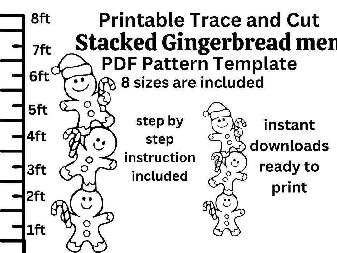 1ft- 8ft Gingerbread Man PDF Template ,printable Trace and Cut ...