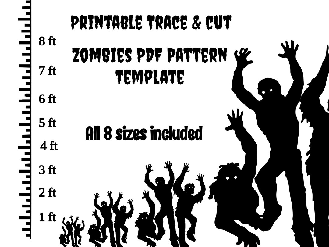 1ft - 8ft Giant Zombies Woodworking Pattern, Digital Stencil , Pdf ...