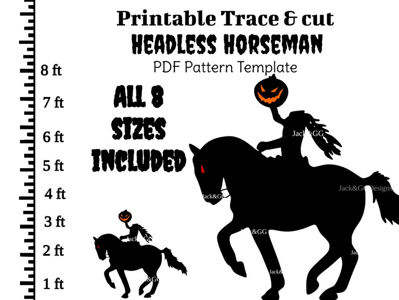 1ft - 8ft Headless Horseman PDF Template , Digital Pattern Halloween ...