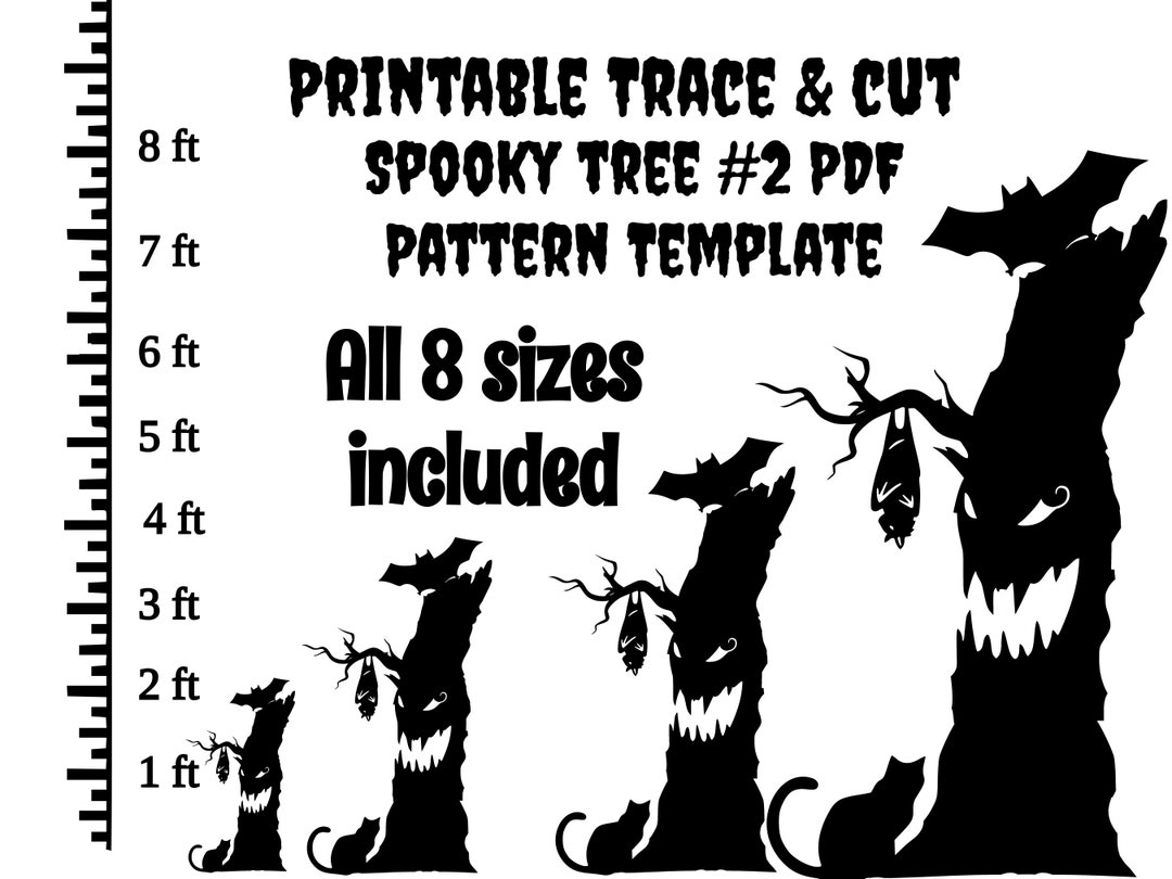 1ft 2ft 3ft 4ft 5ft 6ft 7ft 8ft Spooky Tree Digital Pdf Template ...