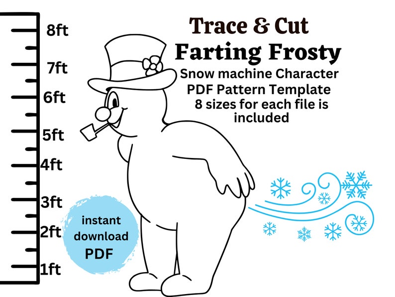 Farting Frosty Silhouette Stencil Template, Snow Machine Character 4ft ...