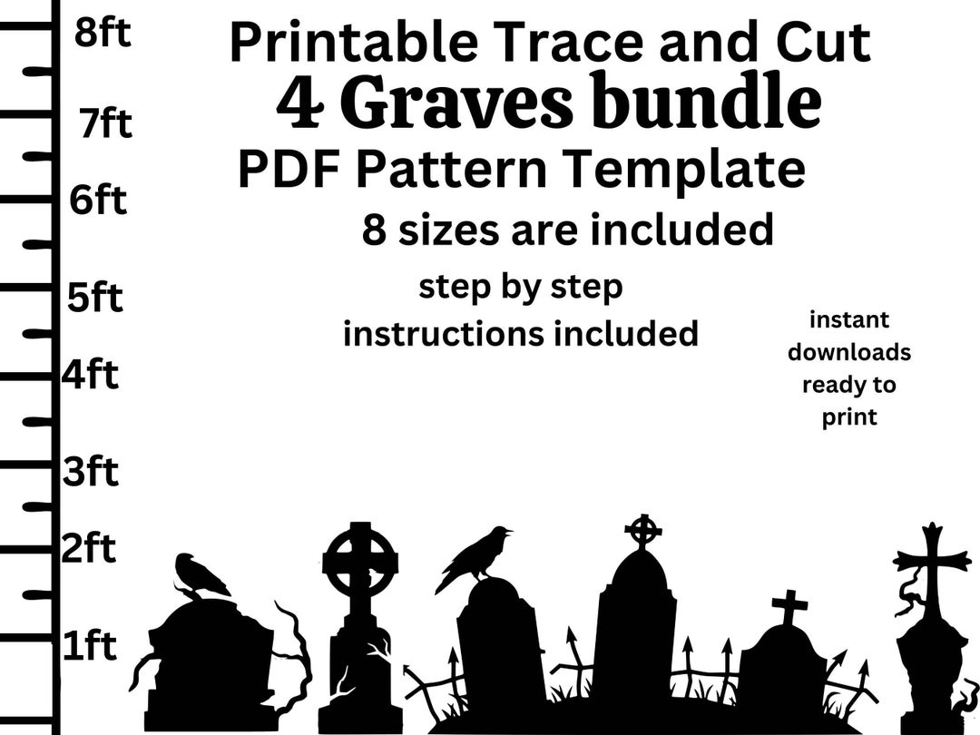 4ft Spooky Graveyard Bundle PDF Template ,printable Trace and Cut ...