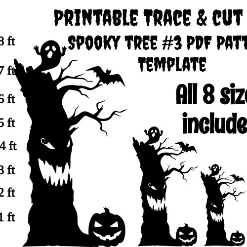 1ft 8ft Spooky Tree PDF Template printable Trace and Cut - Etsy