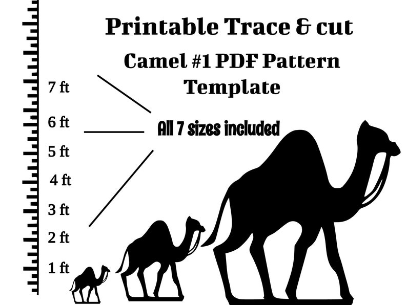 1ft - 7ft Camel PDF Template ,nativity Animals Printable Trace and Cut ...