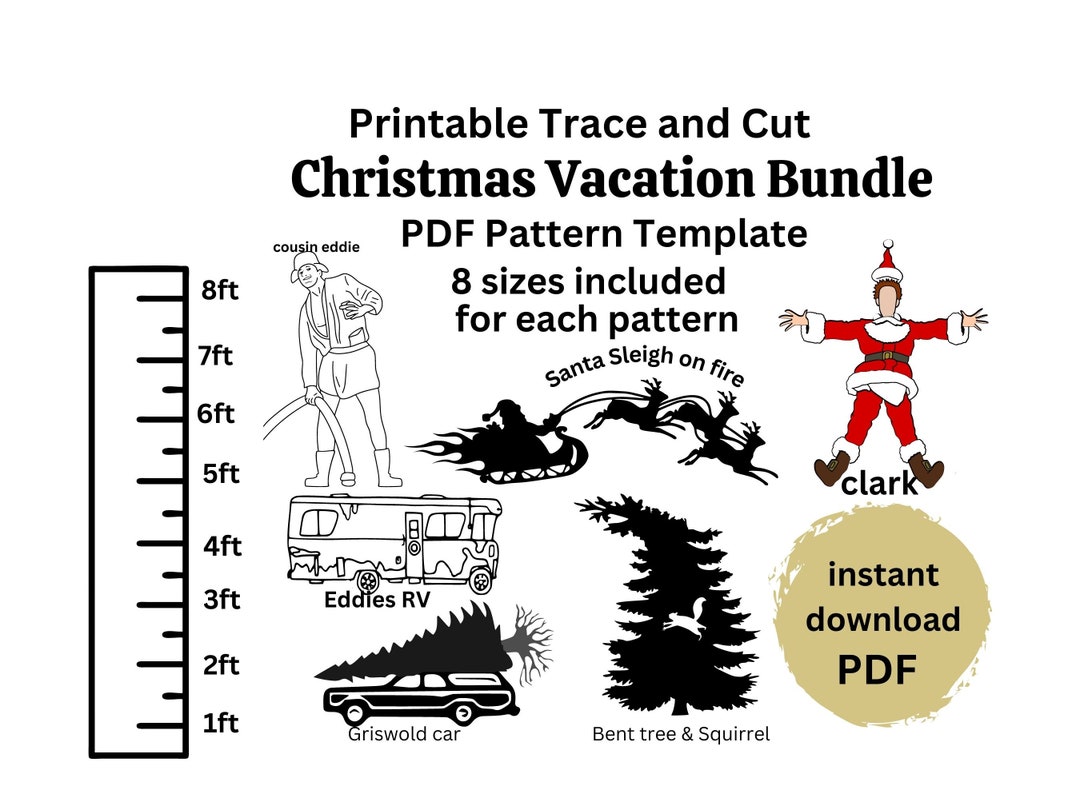 1ft to 8ft Life Size Christmas Party Props Silhouette Stencil Template ...