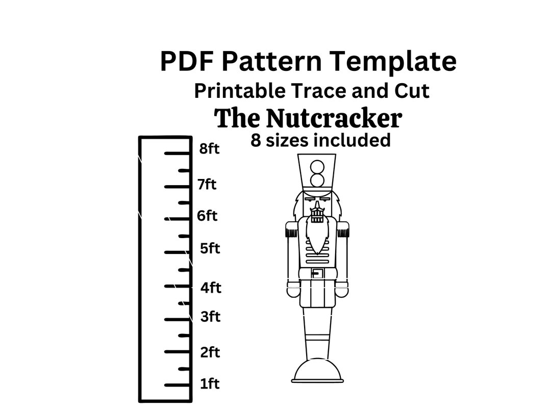 1ft to 8ft the Nutcracker Silhouette Stencil Template 3ft, 4ft, 5ft ...