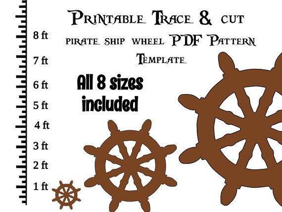 1ft 8ft Pirate Ship Wheel PDF Template printable Trace and - Etsy