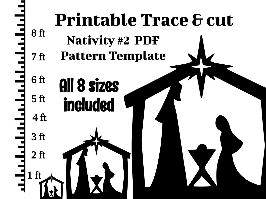3ft 4ft 5ft 6ft 7ft 8ft Nativity Scene PDF Template ,printable Trace ...