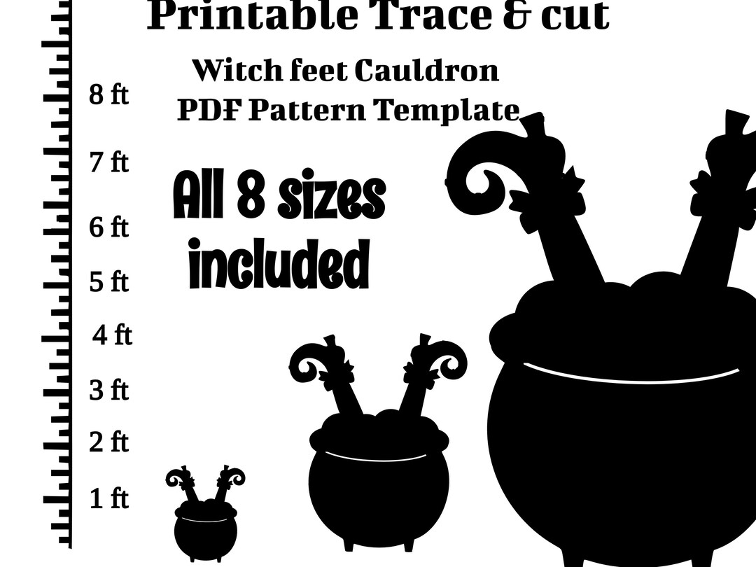 Upside Down Witch Legs and Cauldron Digital Pdf Template , Halloween ...