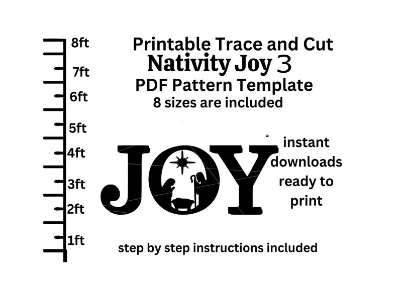 Life Size Nativity Scene JOY Template Style 3, Christmas Silhouette ...