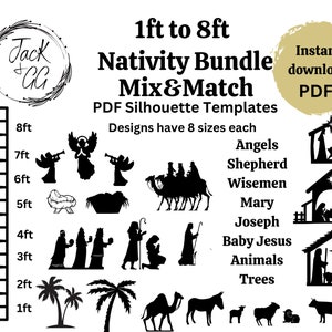 1ft- 8ft Complete Nativity Scene Bundle PDF Template ,printable Trace ...