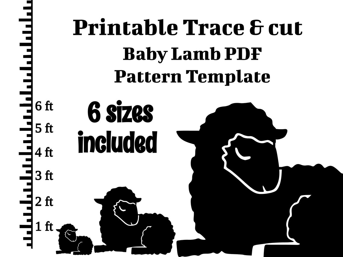 1ft 6ft Baby Lamb PDF Template printable Trace and Cut - Etsy
