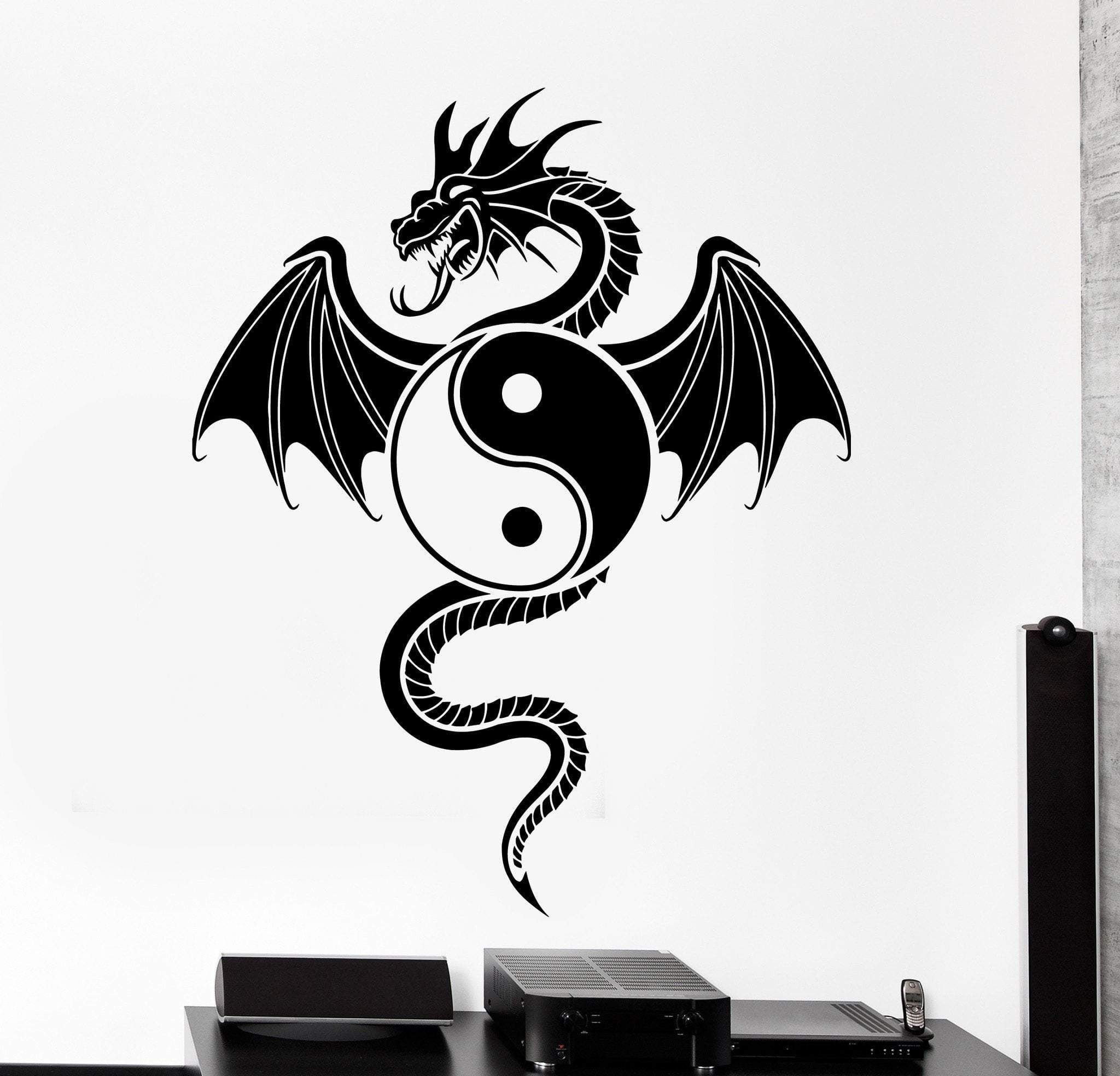 Wall Sticker Ying Yang Dragon Design Decor - Etsy