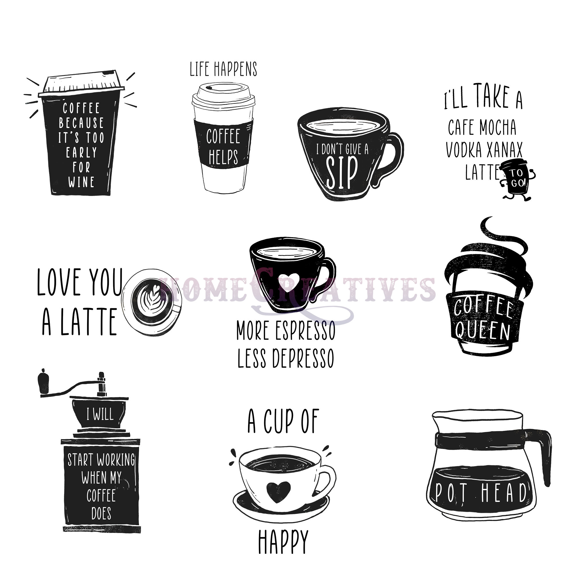 Coffee Quotes Bundle | Sublimation PNG Download | Digital Download ...
