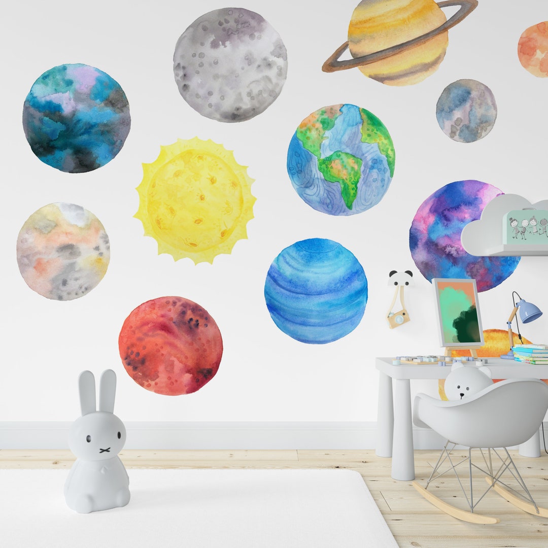 Outer Space Planets Solar System Nursery Wall Decor Removable Fabric ...