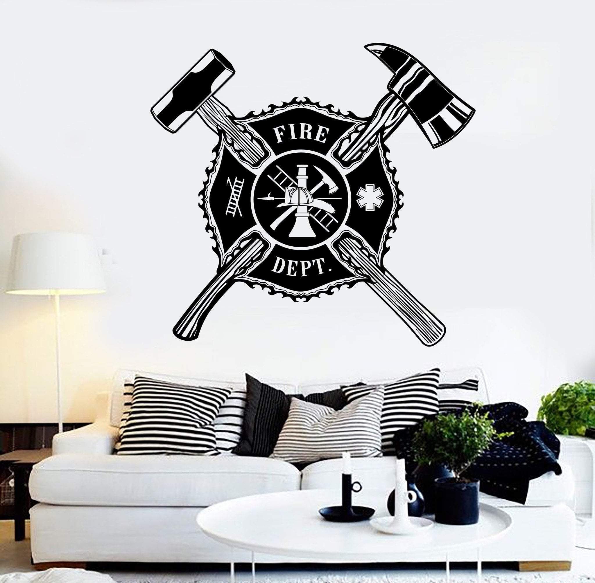 Vinyl Wall Decal Fire Dept Department Emblem Logo Axe Stickers - Etsy