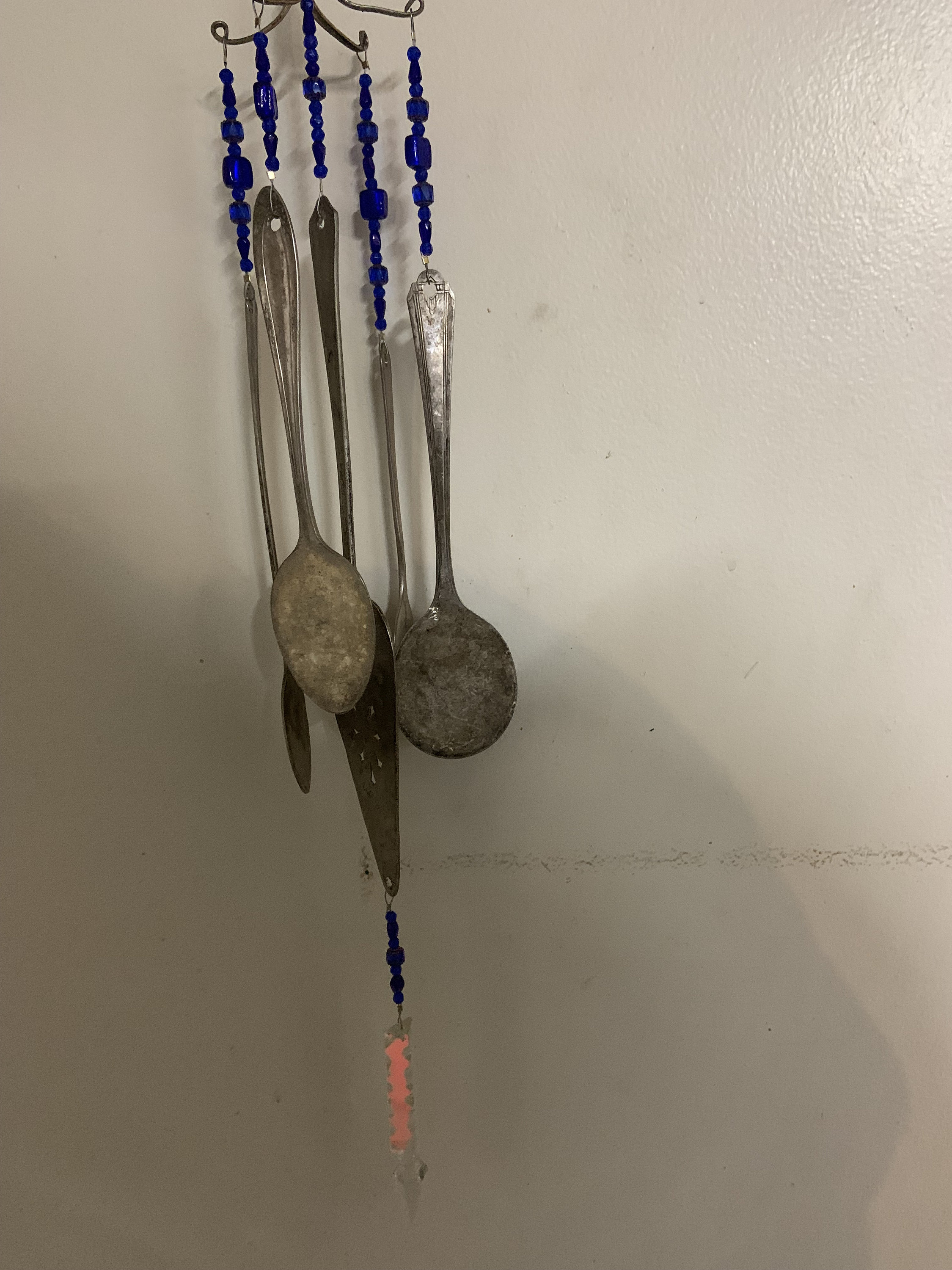 Wind Chimes With Antique Silverware Crystal and Glass Beads - Etsy