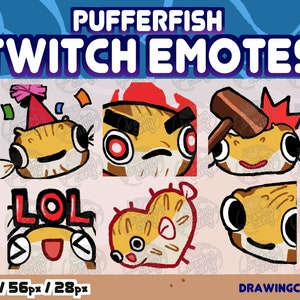 Cute Puffer Fish/blow Fish Twitch Emote Pack | Emoji for Streaming ...
