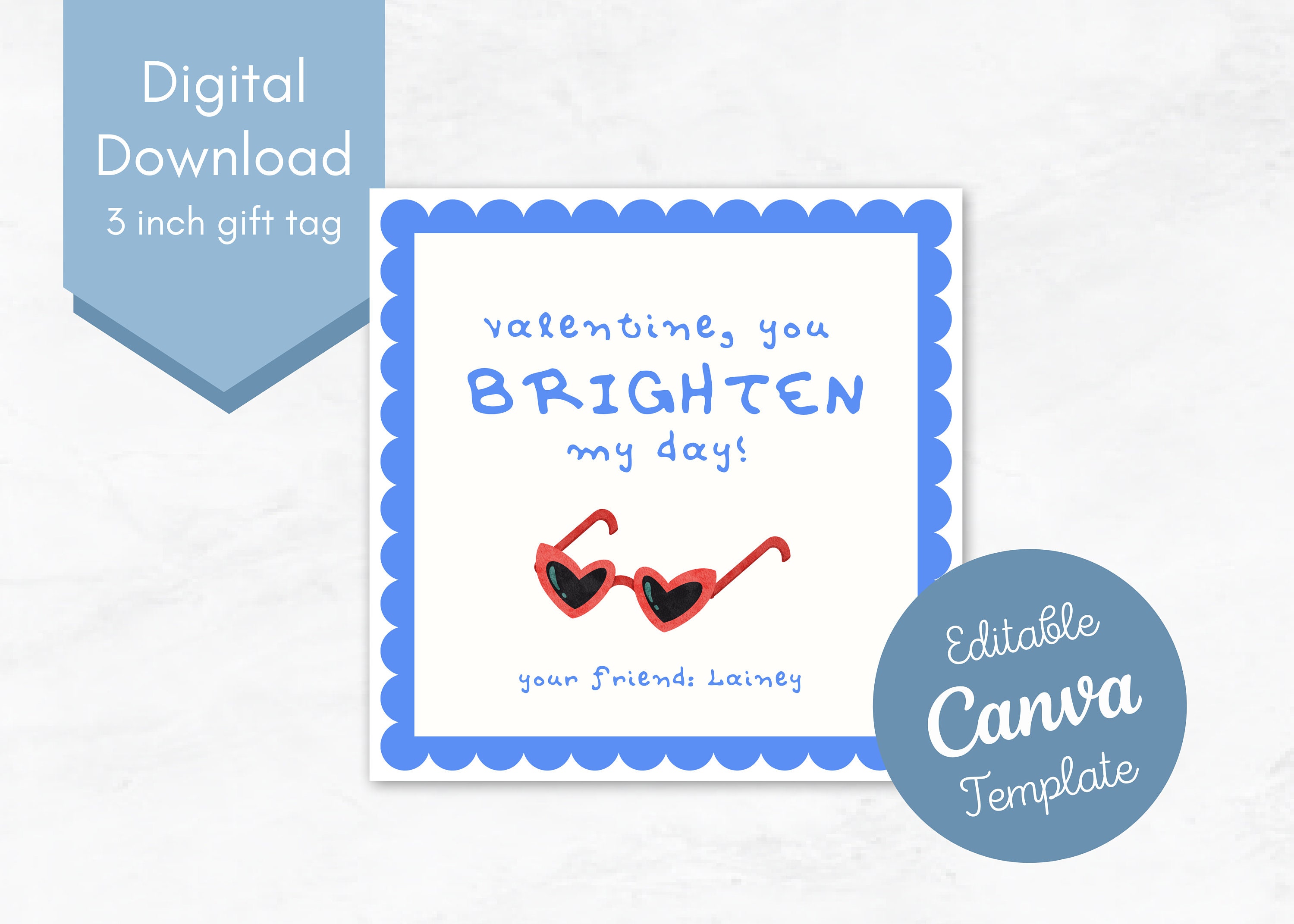 Sunglasses Valentine Card/you Brighten My Day Valentine Tags/printable ...